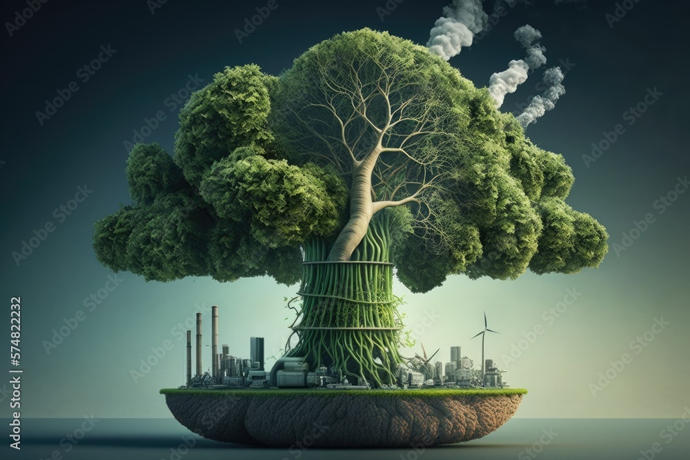 Illustrazione Stock Carbon trading compensates for emissions, offsets ...