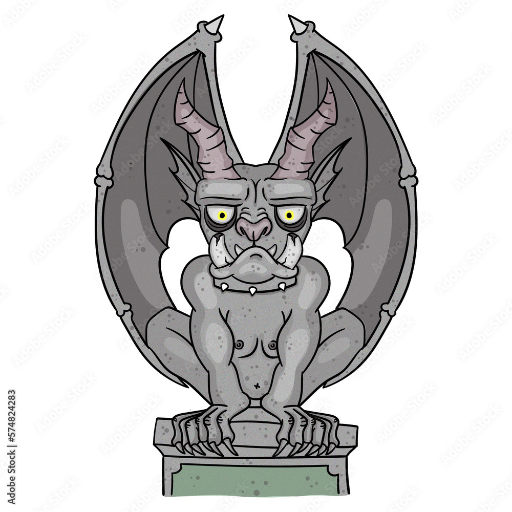 ilustración vectorial de una gárgola, criatura mítica aislada en fondo ...