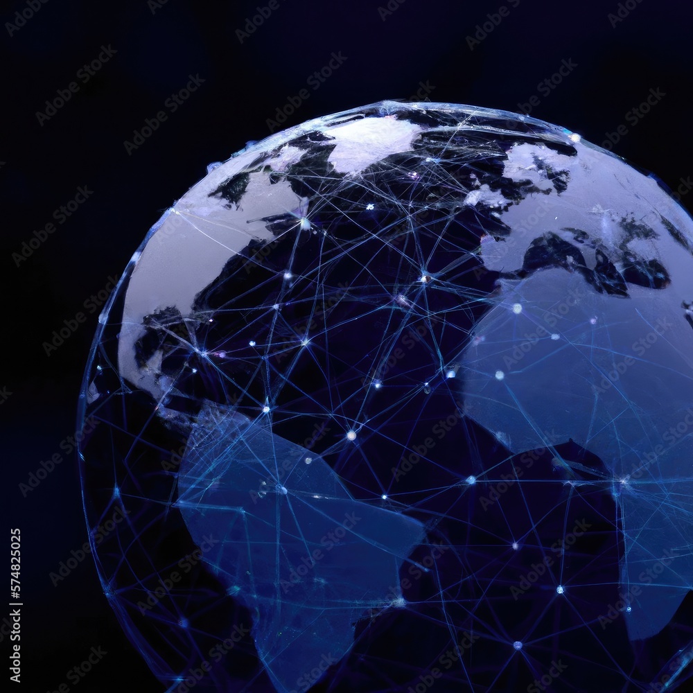 World surrounded by a network internet using Generative AI Stock ...