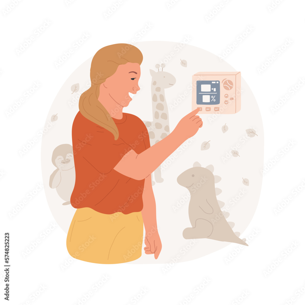 Set the room climate isolated cartoon vector illustration. Mom checks ...