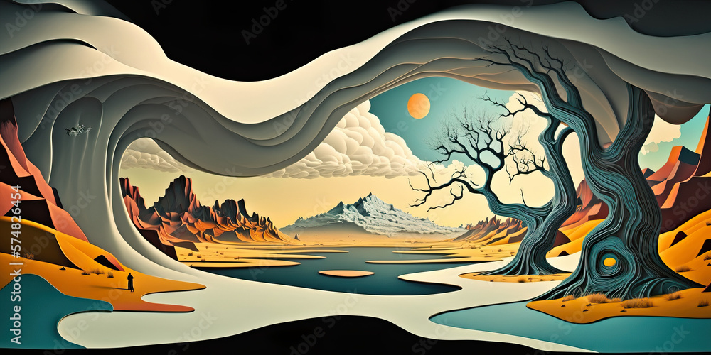 Surreal Landscape Inspired by Salvador Dali's Art with Strange ...
