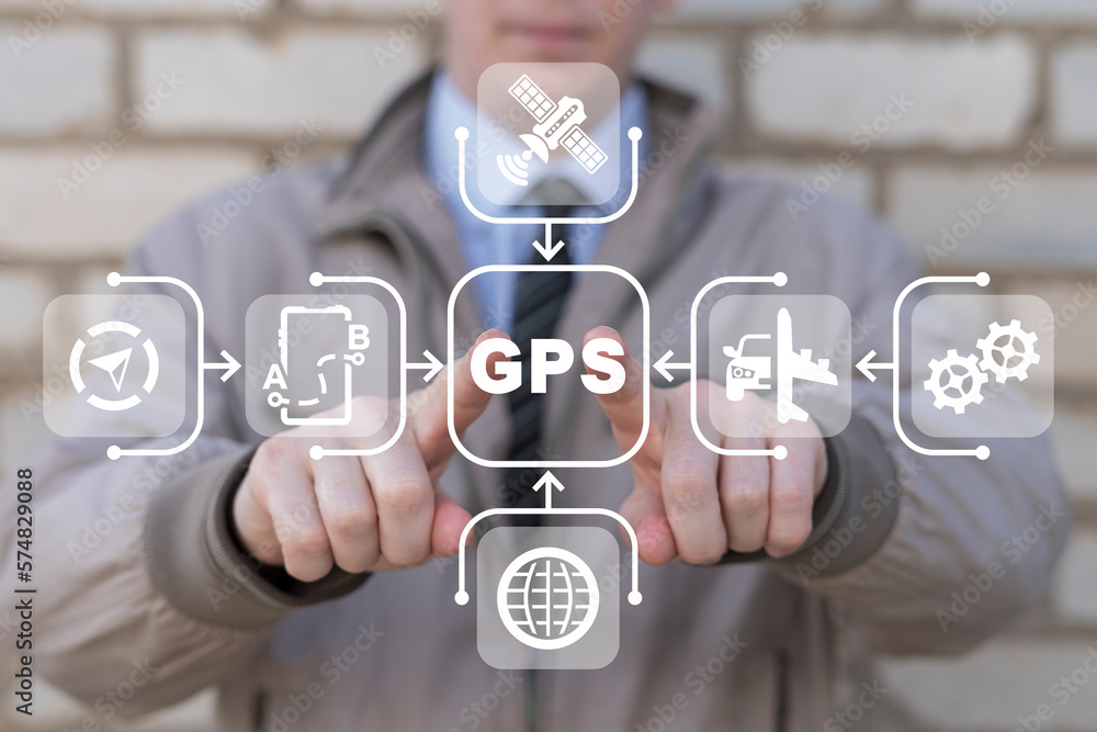 Maps, location and navigation concept. Airplane, car GPS navigator ...