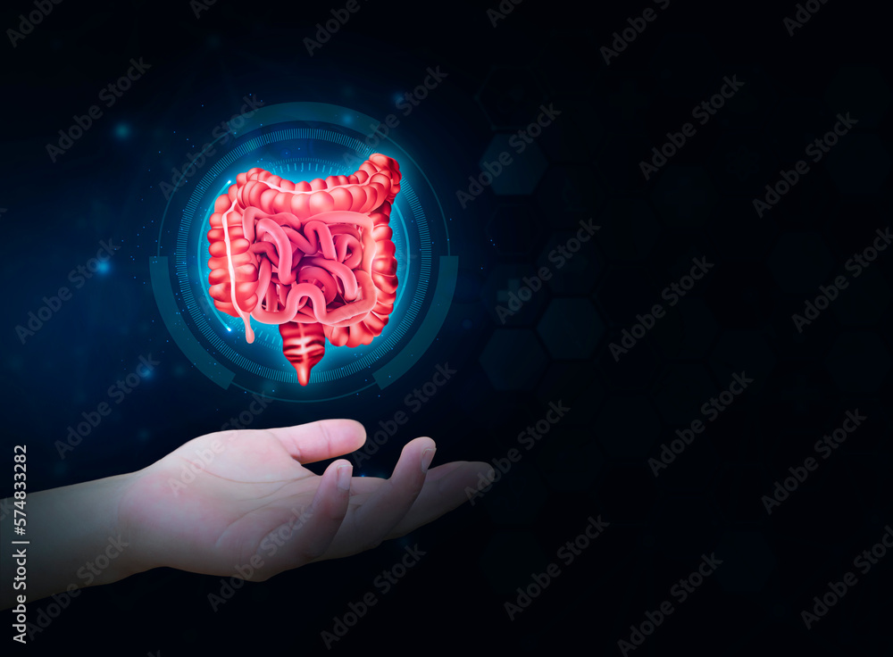 Bowels. Colon cancer, bacteria, virus in the intestine, inflammation ...