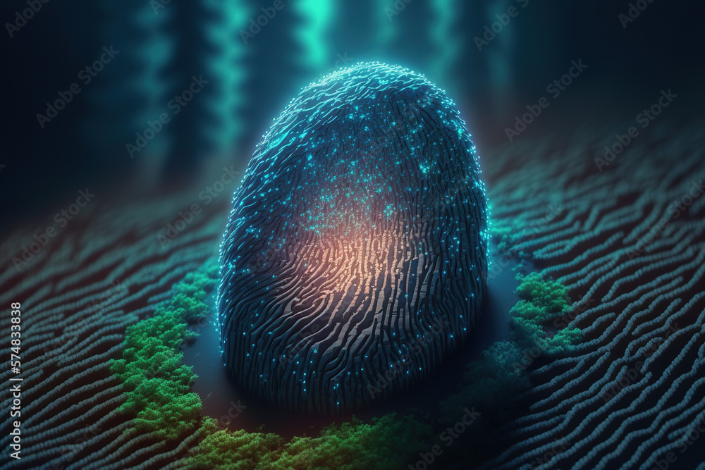 3d illustration fingerprint scan provides security access with ...