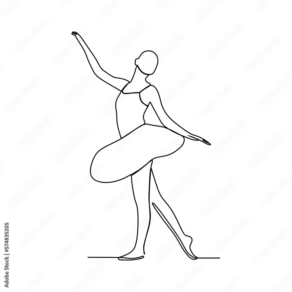 ballerina pose one Line drawing Illustration continuous line art Stock ...