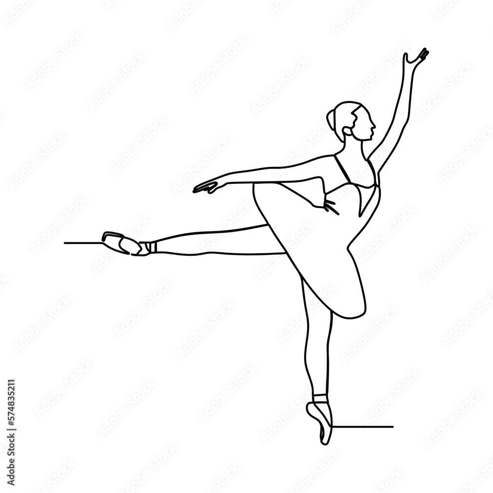 ballerina pose one Line drawing Illustration continuous line art Stock ...