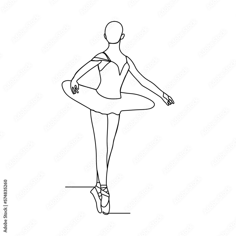 ballerina pose one Line drawing Illustration continuous line art Stock ...