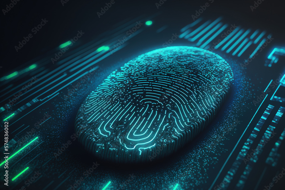 3d illustration fingerprint scan provides security access with ...