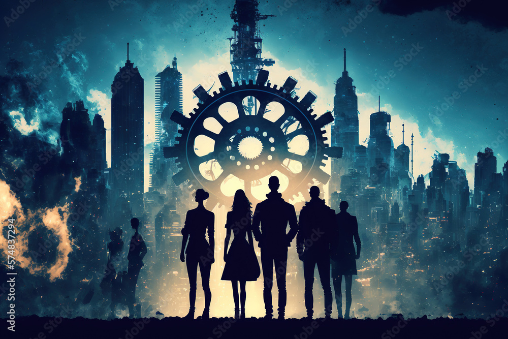 Universal technology wallpaper with abstract backdrop gears idea and ...