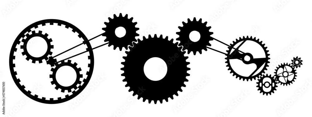 Cute gear system with modern style isolated with different size and ...