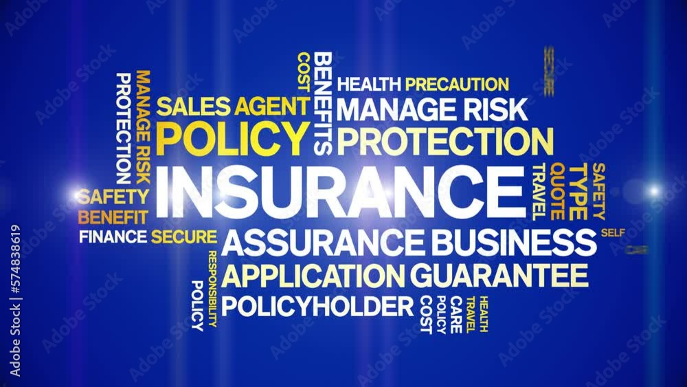 insurance animated tag word cloud;text design animation kinetic ...