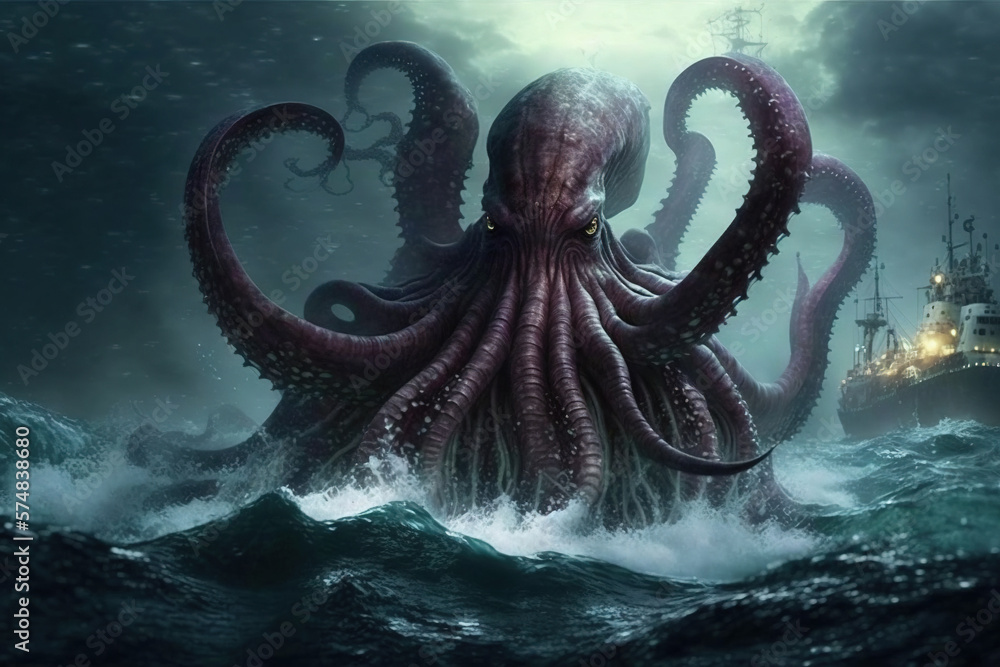 Sea monsters, mythological creatures, fantasy scenes, generative AI ...
