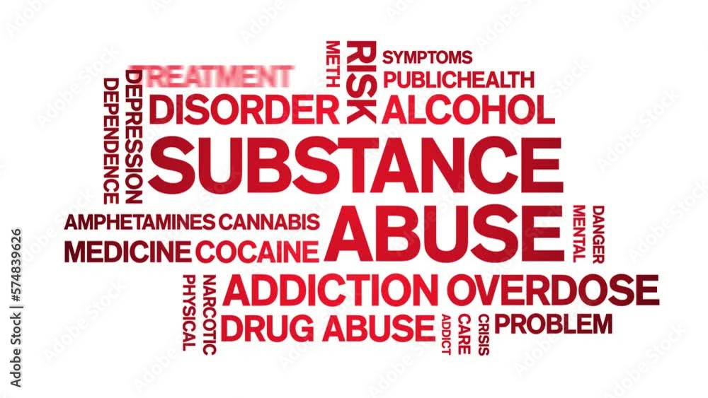 Substance Abuse animated tag word cloud;text design animation kinetic ...