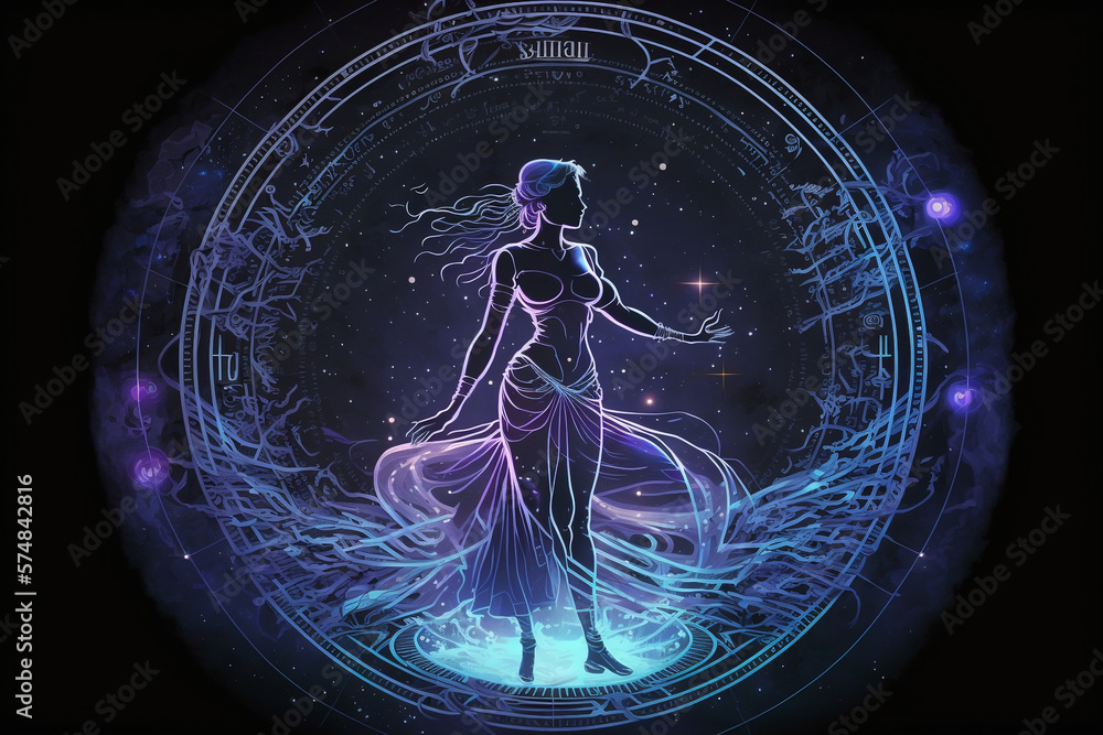 Virgo The Maiden Zodiac sign Constellation on space background ...