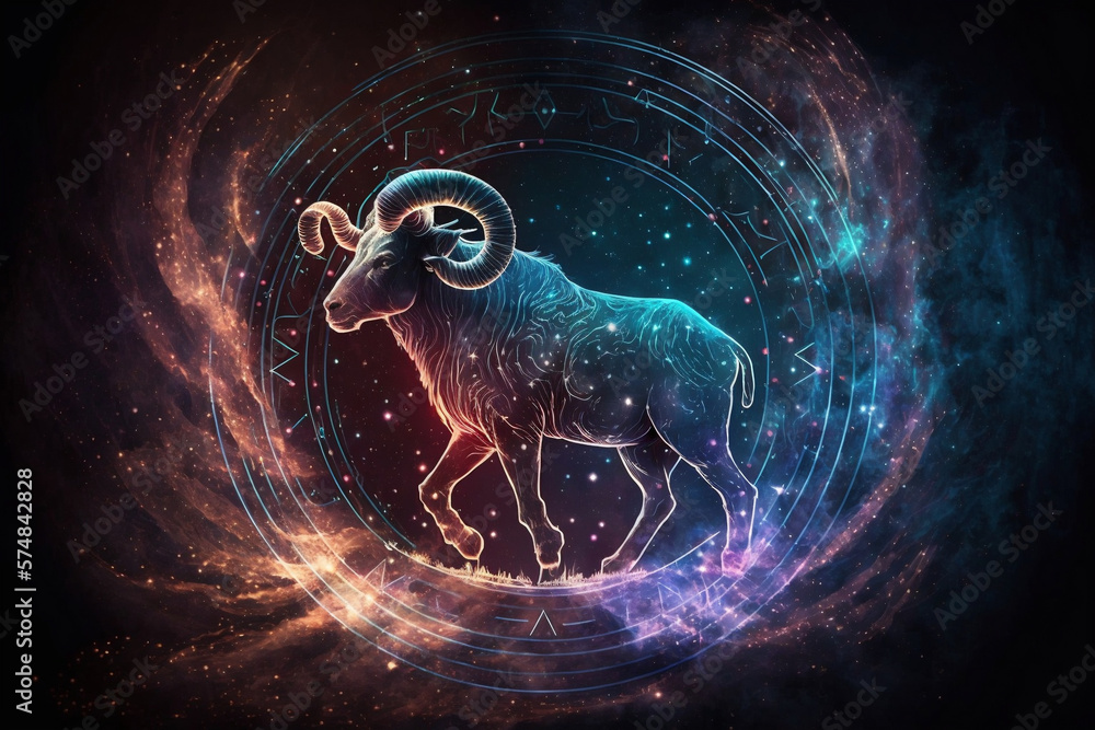 Aries The Ram Zodiac sign Constellation on space background wallpaper ...