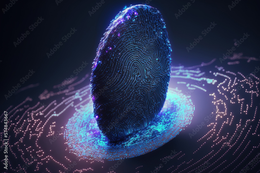 3d illustration fingerprint scan provides security access with ...