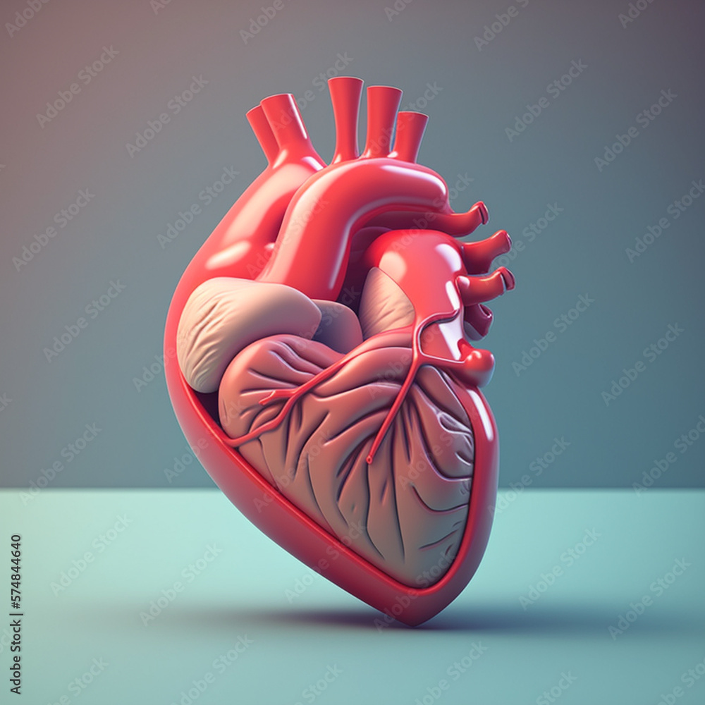 Heart care concept. Abstract stylized illustration. Cardiac anatomy and ...