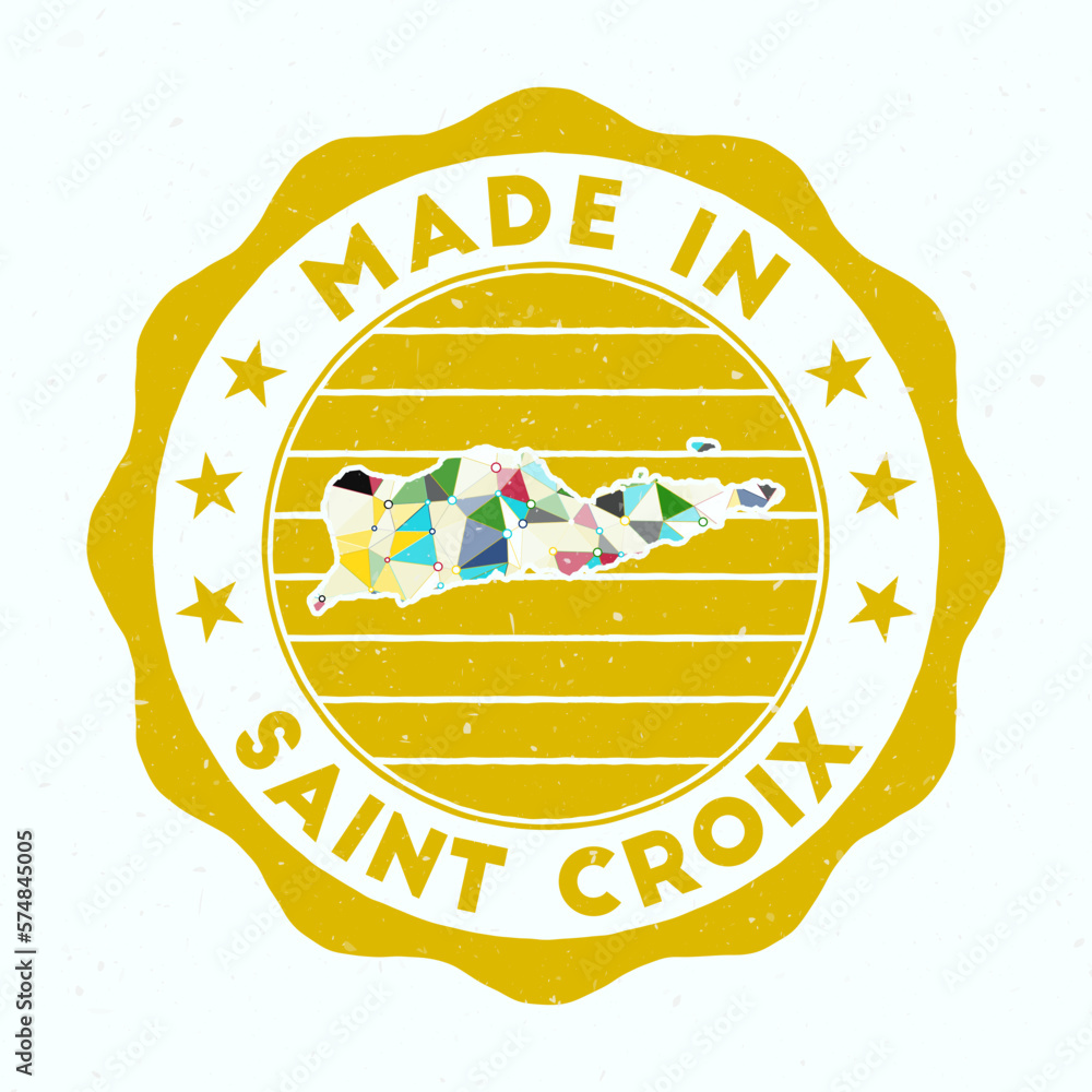 Made In Saint Croix. Island round stamp. Seal of Saint Croix with ...