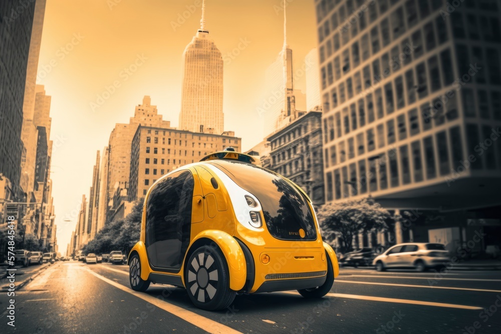Autonomous taxi on the road, Future transportation concept electric ...