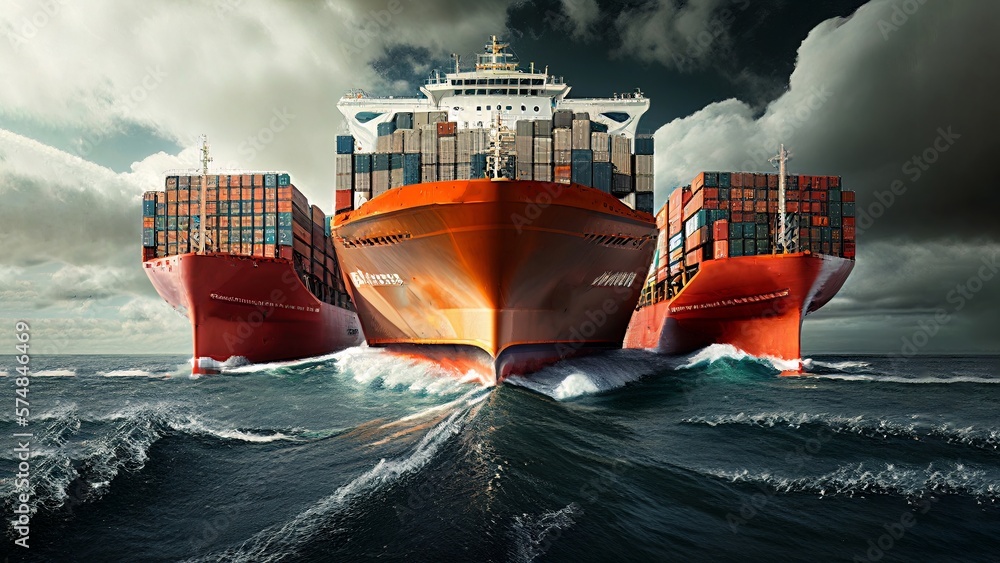 Aerial view Cargo container ship. Business logistic transportation in ...