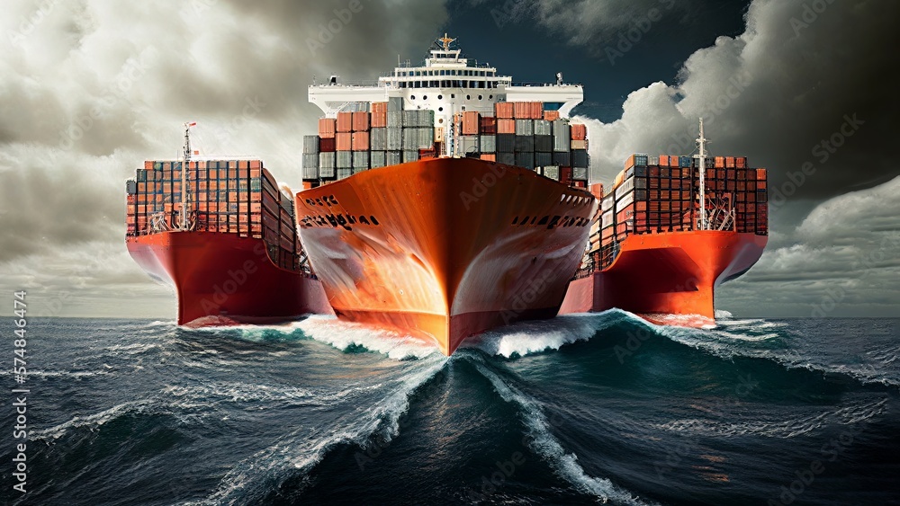 Aerial view Cargo container ship. Business logistic transportation in ...