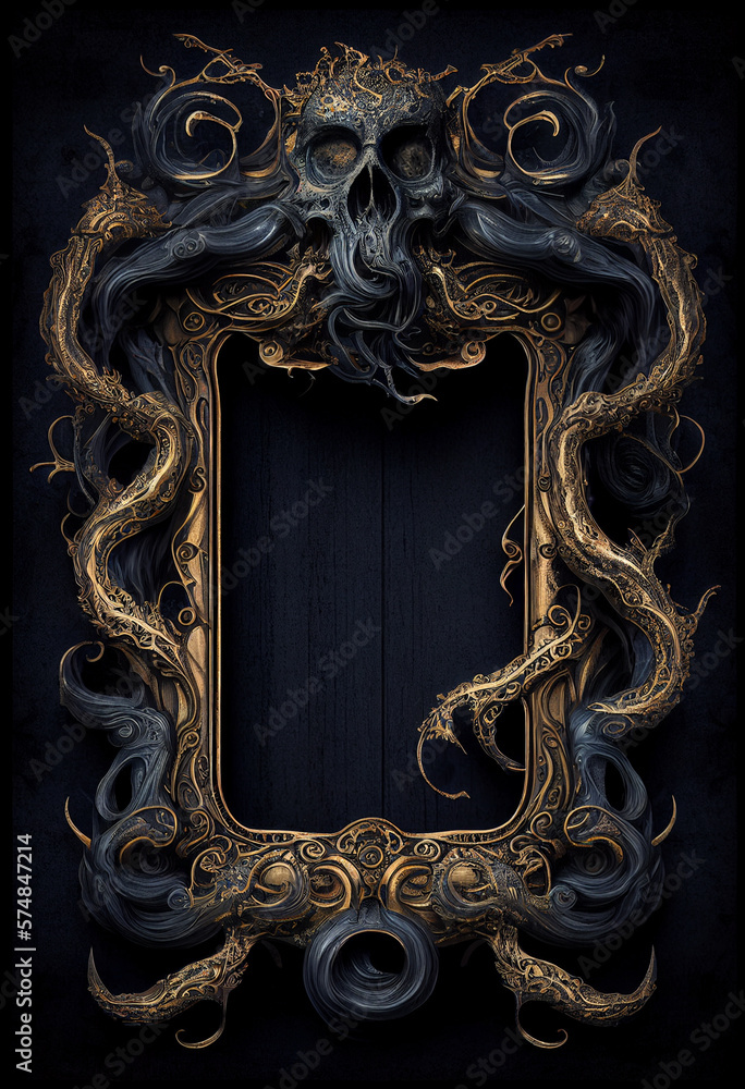 Chuthulu monster of the deep gilded tentacles matte gold frame design ...