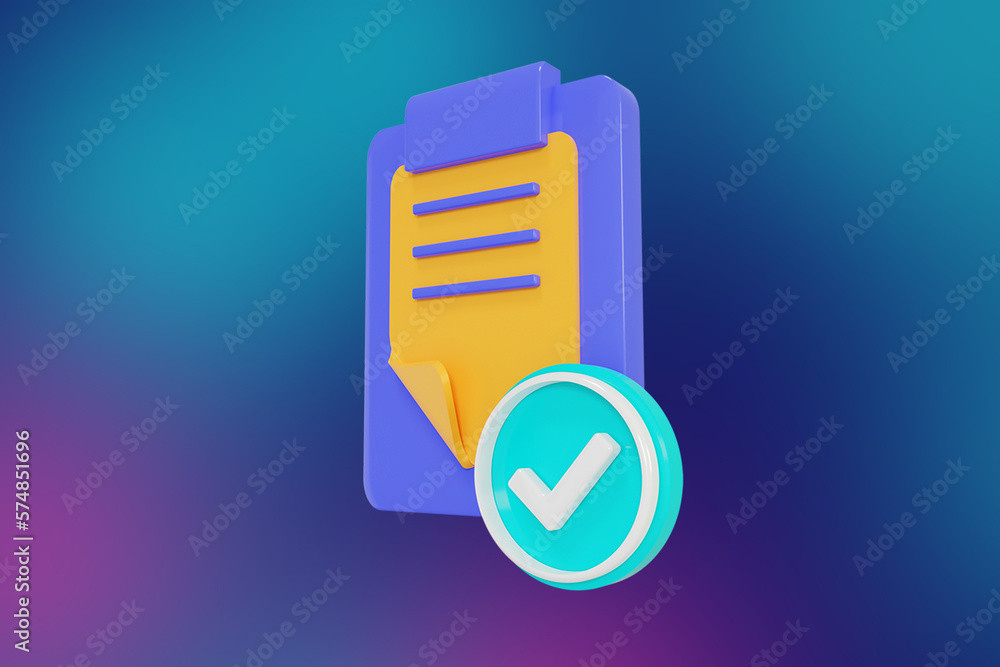 Approval 3d icon with modern gradient background Stock Illustration ...