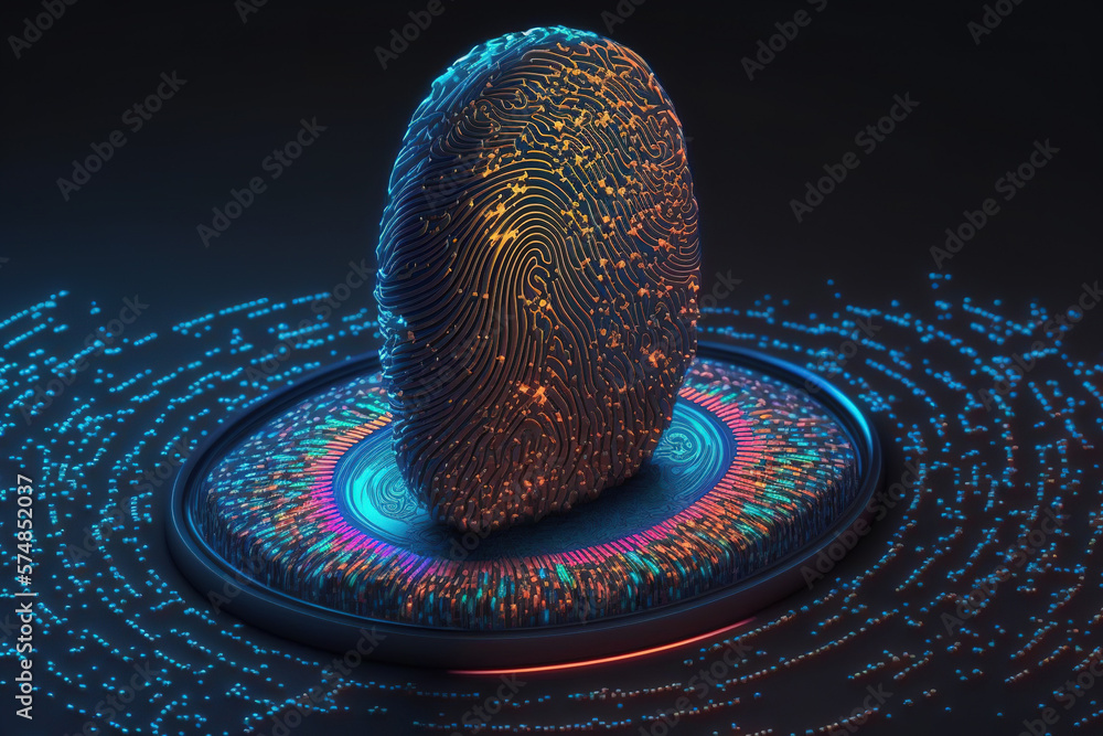 Ilustrace „3d illustration fingerprint scan provides security access with biometrics ...