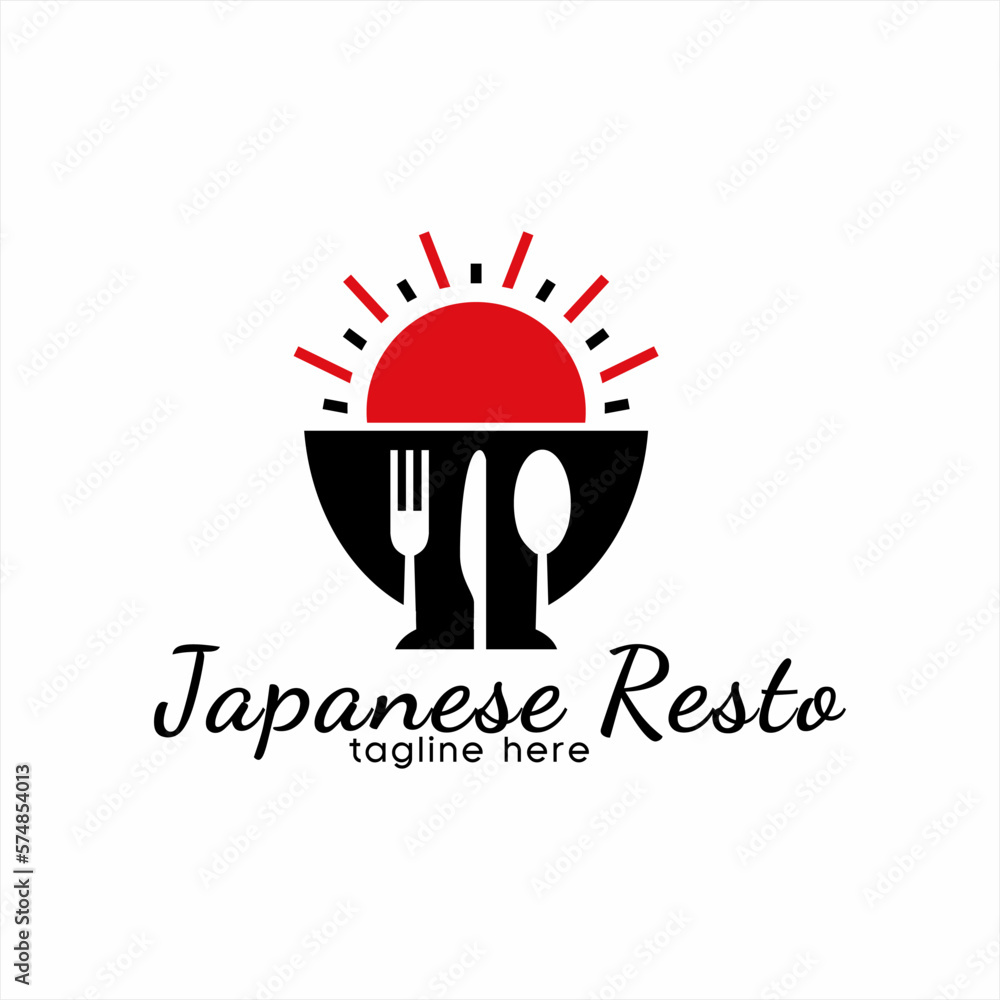 Vetor de Japanese restaurant logo design. Restaurant logo with elements ...