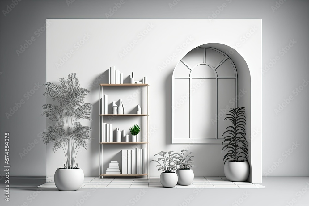 Unfinished blueprint, interior design background concept. Plaster wall ...