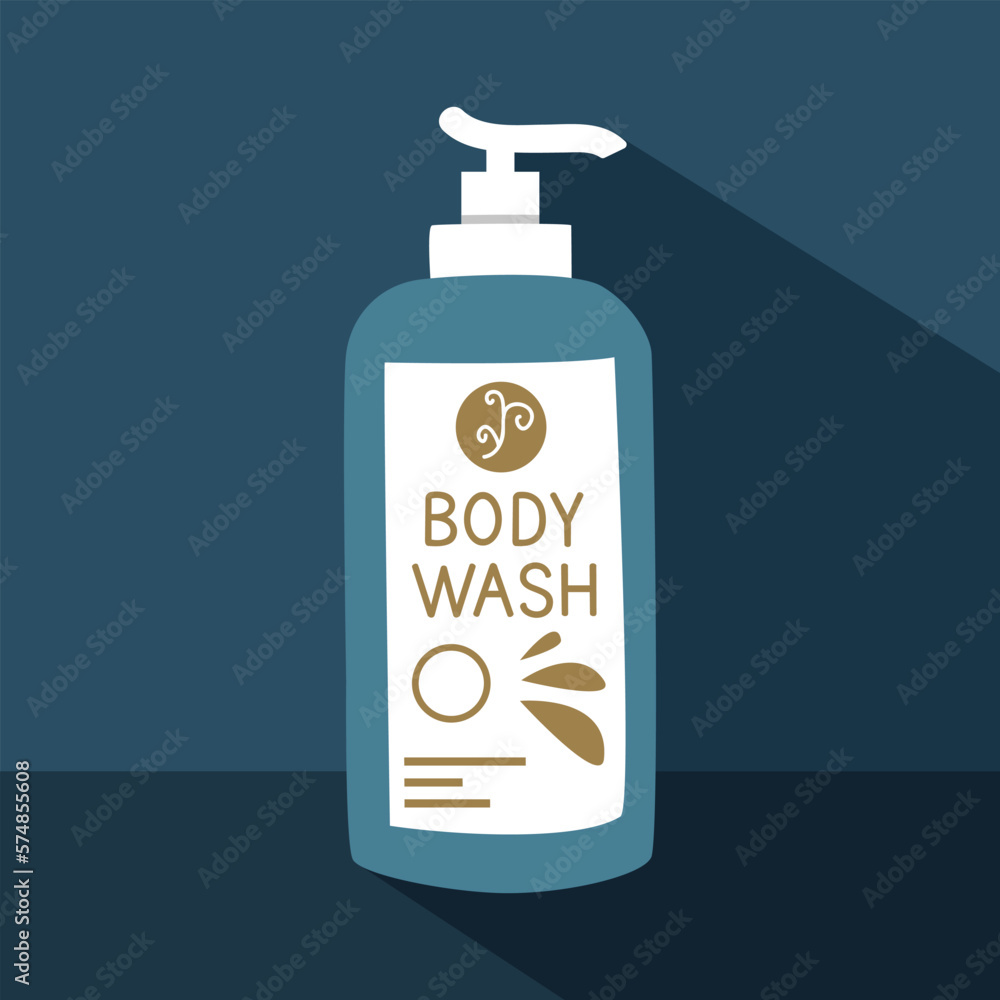 Body wash bottle with long shadow in flat style vector illustration ...