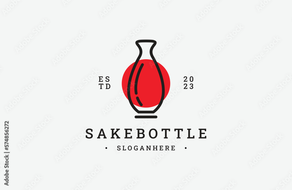 Sake japan logo design, bar and restaurant logo, flat style isolated on ...