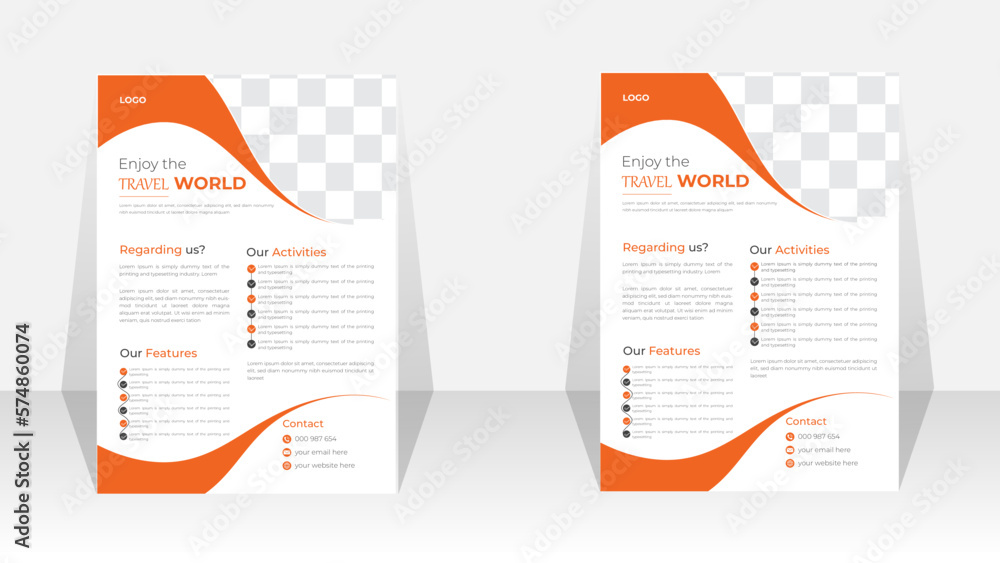 Modern abstract travel poster or flyer A4 vector template for travel ...