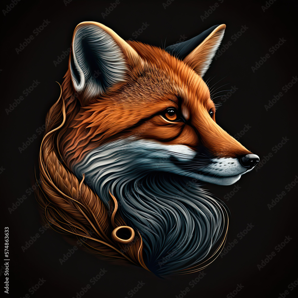 Red Fox Head, Fox Profile Stylized, Wildlife Illustration, Generative ...