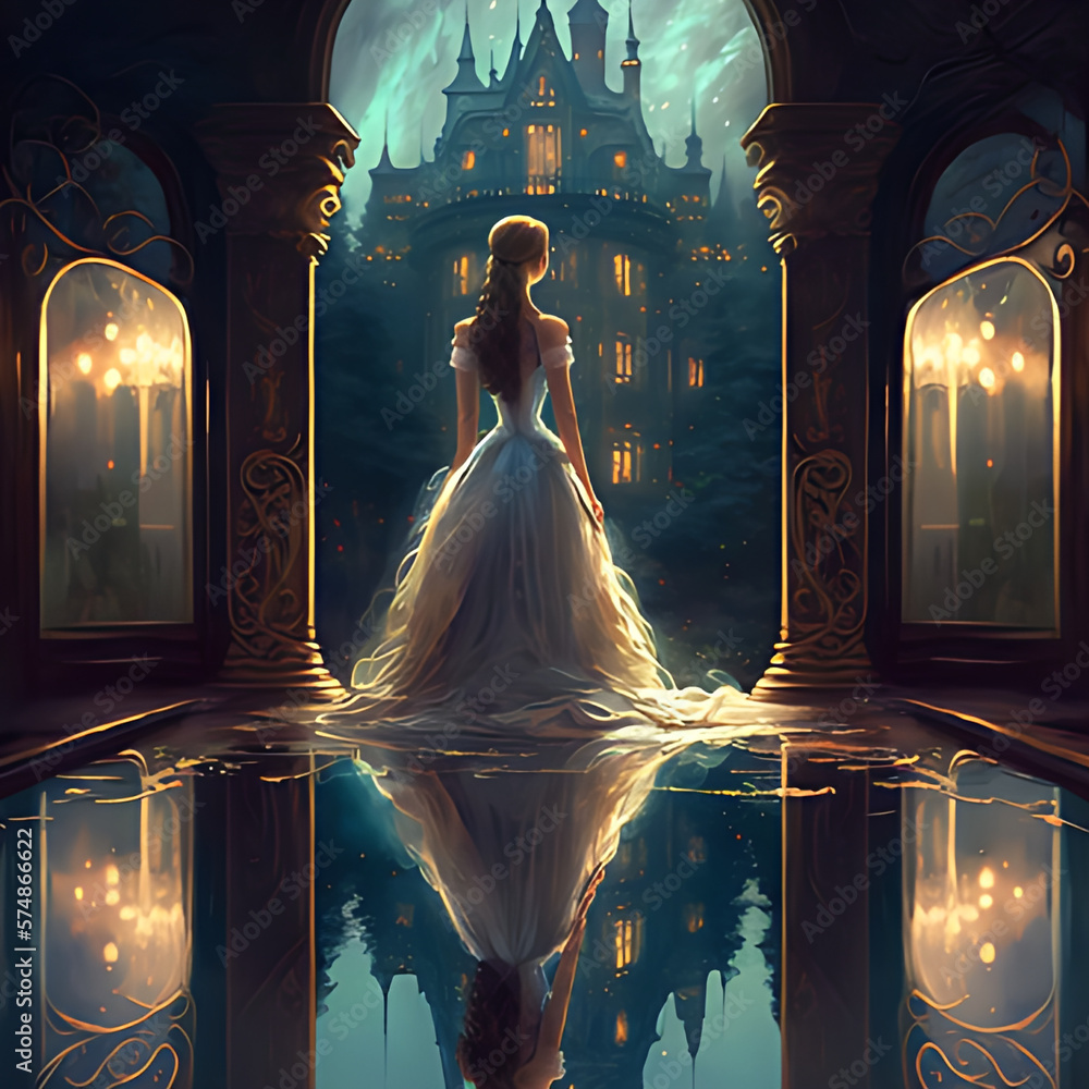 ภาพประกอบสต็อก princess in the palace, not a real person, Generate AI ...