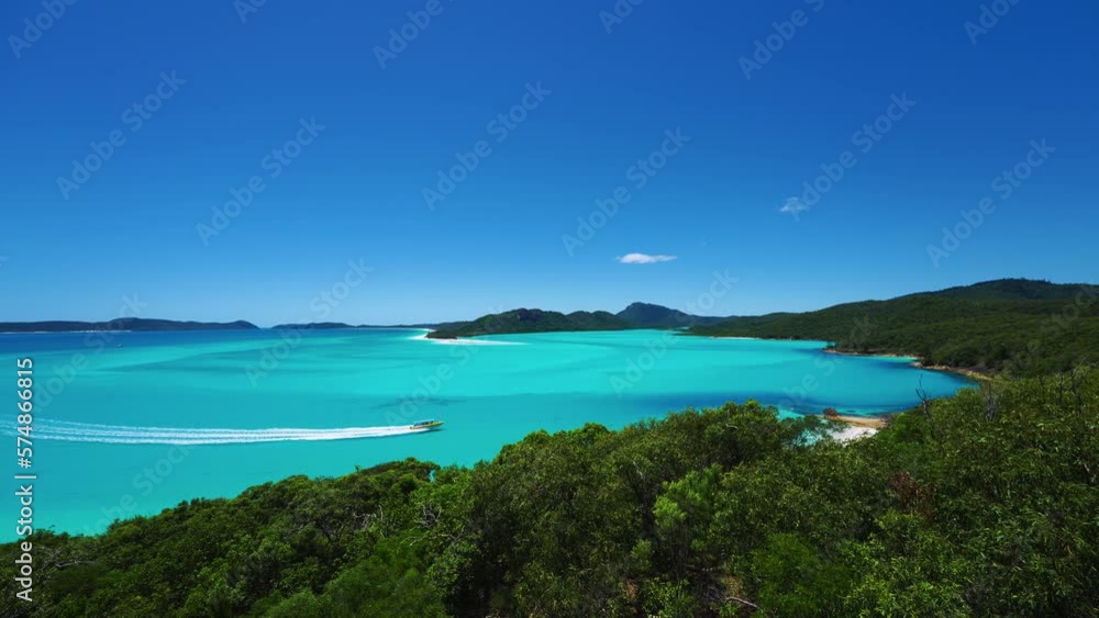 Whitehaven Beach Whitsunday Island Hill Inlet view with clear turquoise ...