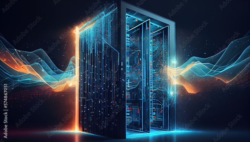 Abstract data center, Ai, machine learning, server, internet, speed ...