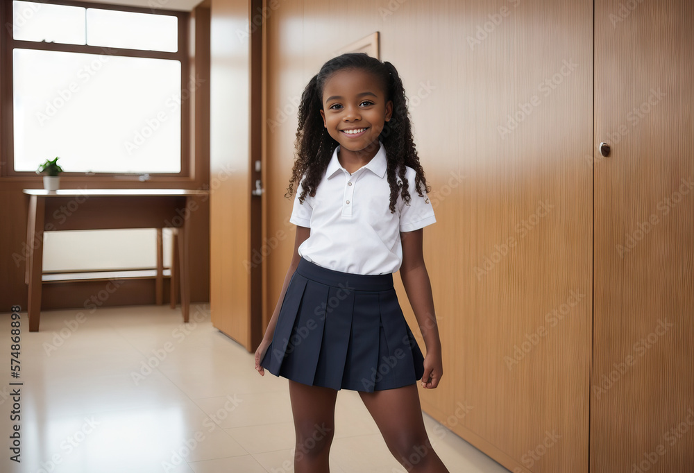 African american girl at elementary school. Generative AI Stock ...