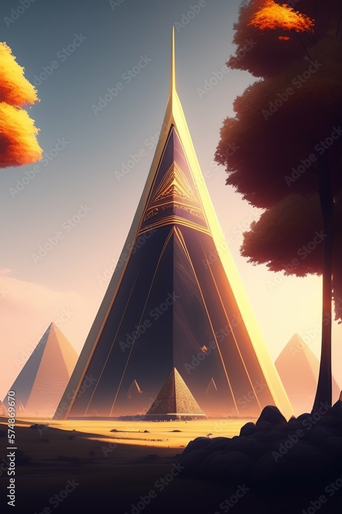 pyramid, vector, illustration, icon, tent, triangle, sign, egypt, sky ...