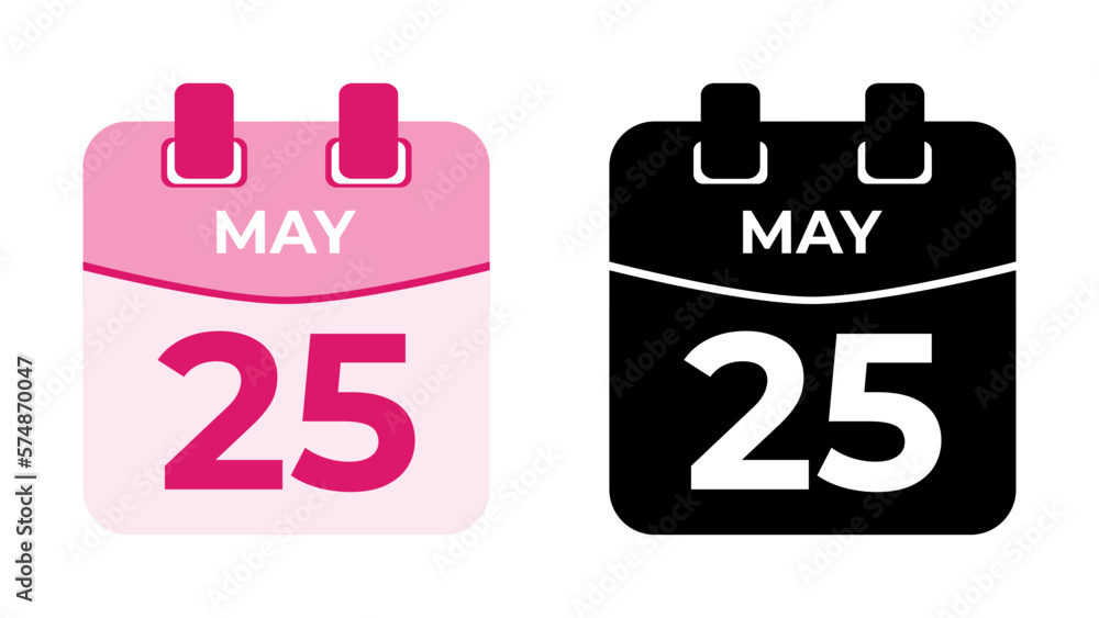 May 25 flat daily spiral calendar icon date vector image in matching ...