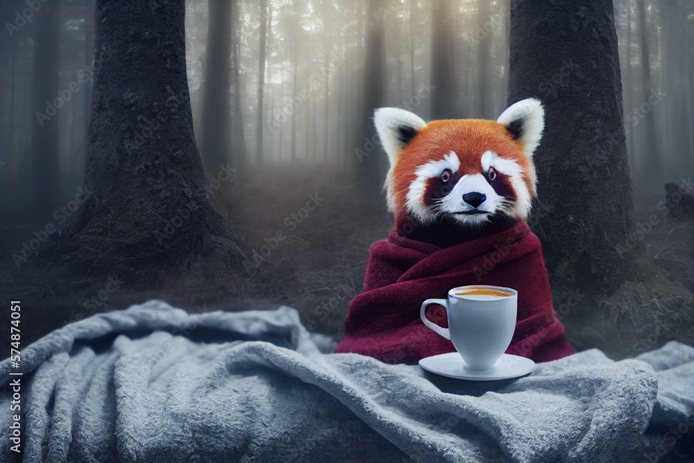 Red pandas wrapped up in a cozy blanket, telling each other stories ...