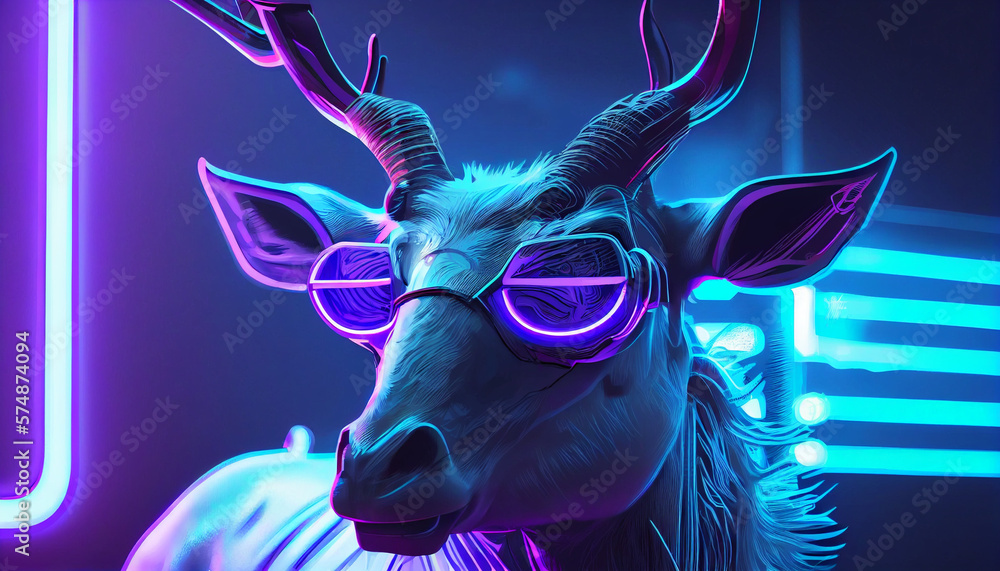 Neon 3D cyberpunk futuristic portrait in pop Image created with ...