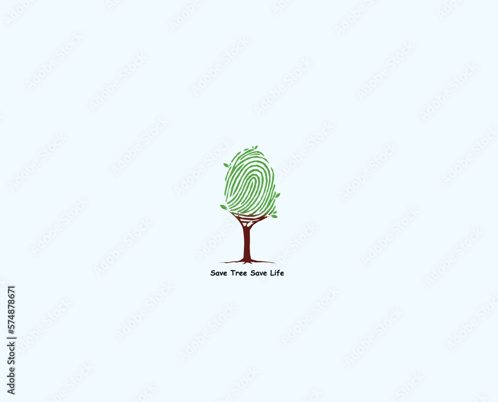 Save Tree Save Life. fingerprint and tree concept. Vector illustrations ...