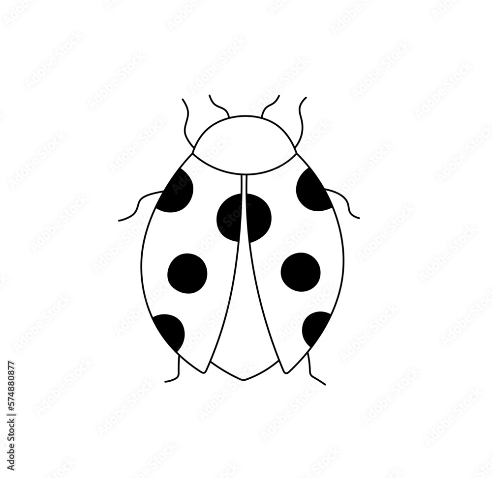 Vector isolated one single simplest symmetrical ladybug ladybird bug ...