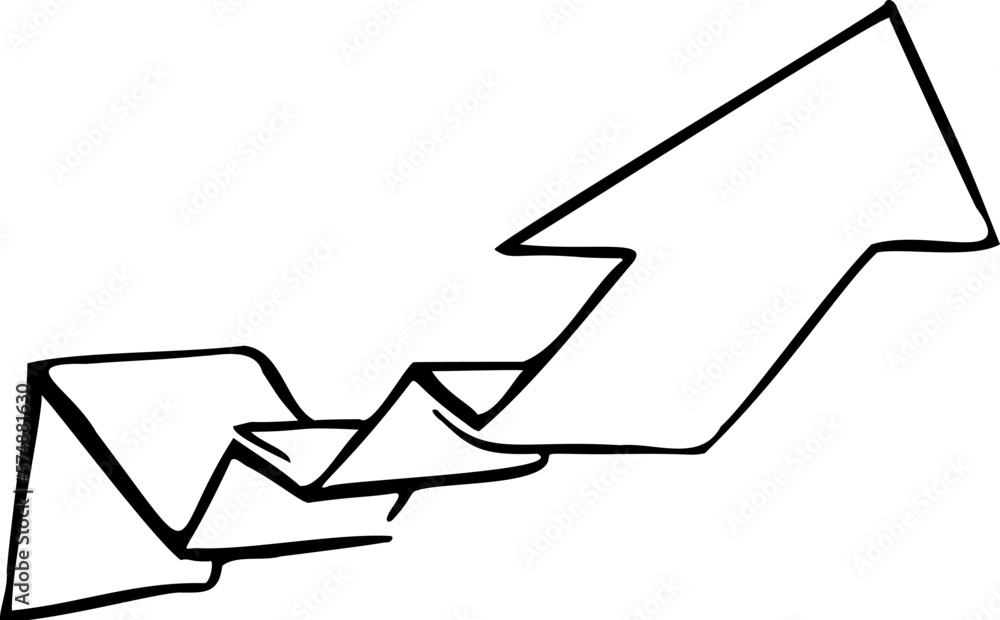 Thin 3d up arrow sketch vector illustration hand draw Stock Vector ...