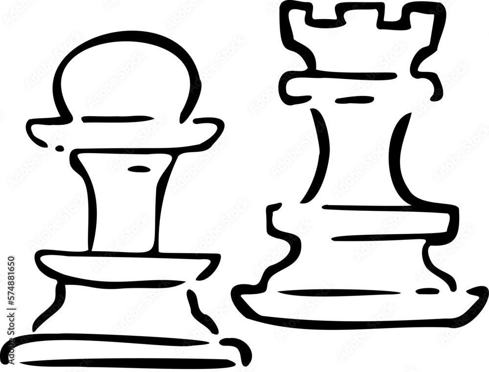 Two chess pieces, a pawn and a bishop sketch hand draw Stock Vector ...