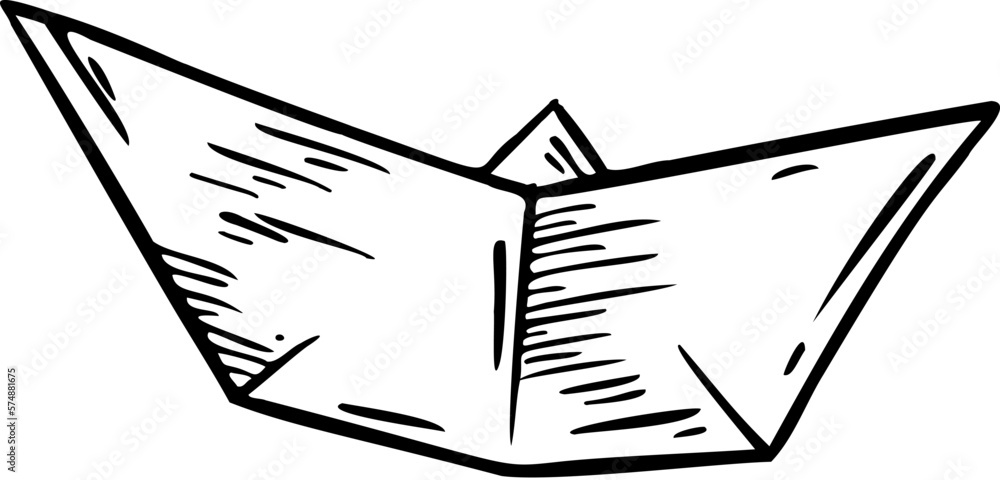 Paper boat sketch vector illustration hand draw Stock Vector | Adobe Stock