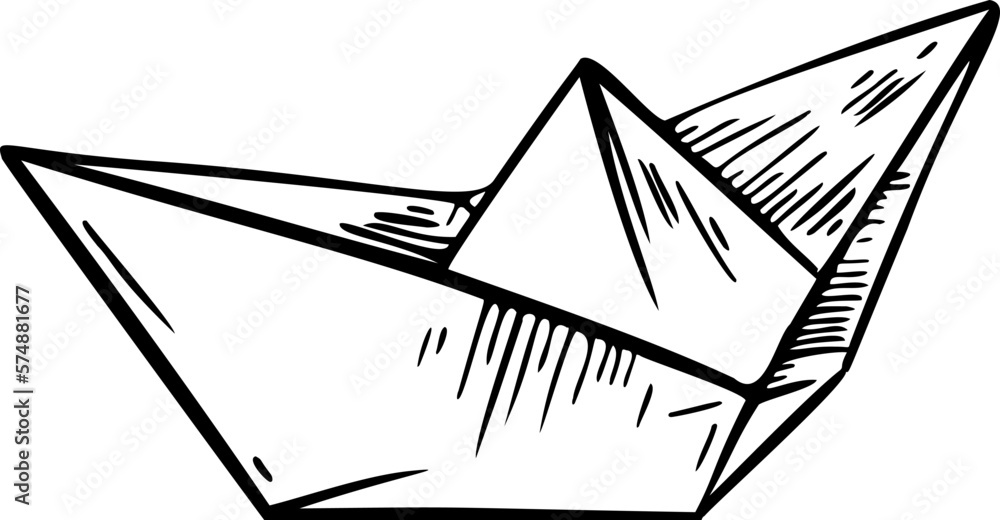 Paper boat sketch vector illustration hand draw Stock Vector | Adobe Stock