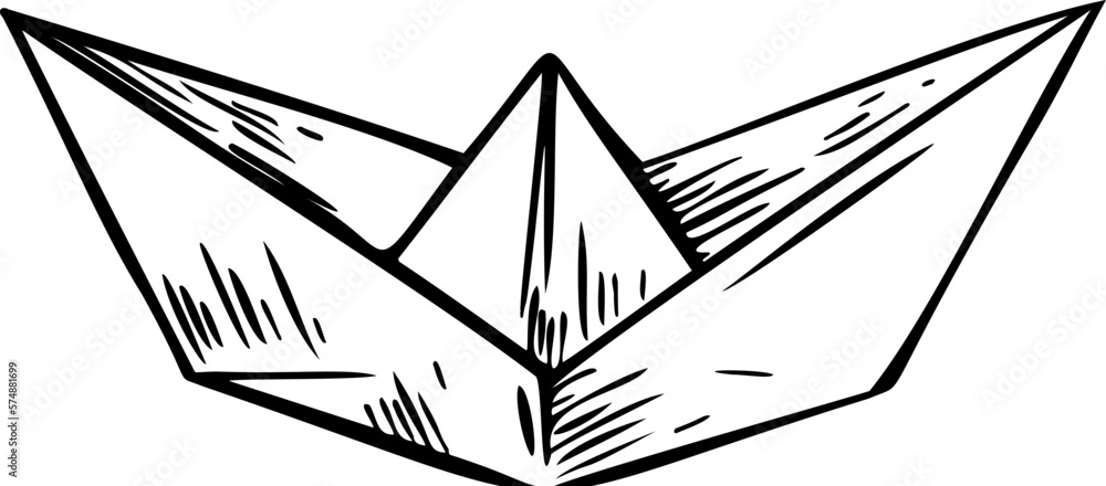 Paper boat sketch vector illustration hand draw Stock Vector | Adobe Stock