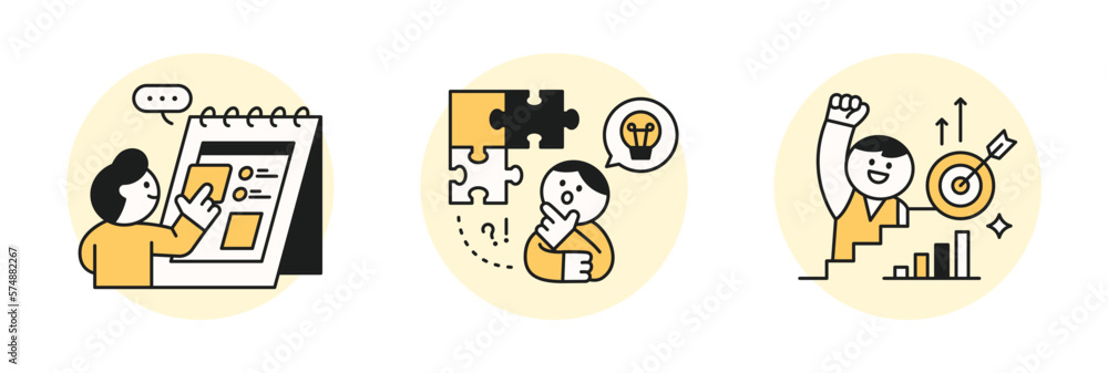 Education concept illustration. A student who makes a plan and a plan ...